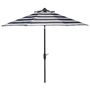 Safavieh PAT8004D Outdoor Collection Iris Fashion Line Auto Tilt Umbrella, 9', Grey/Off White