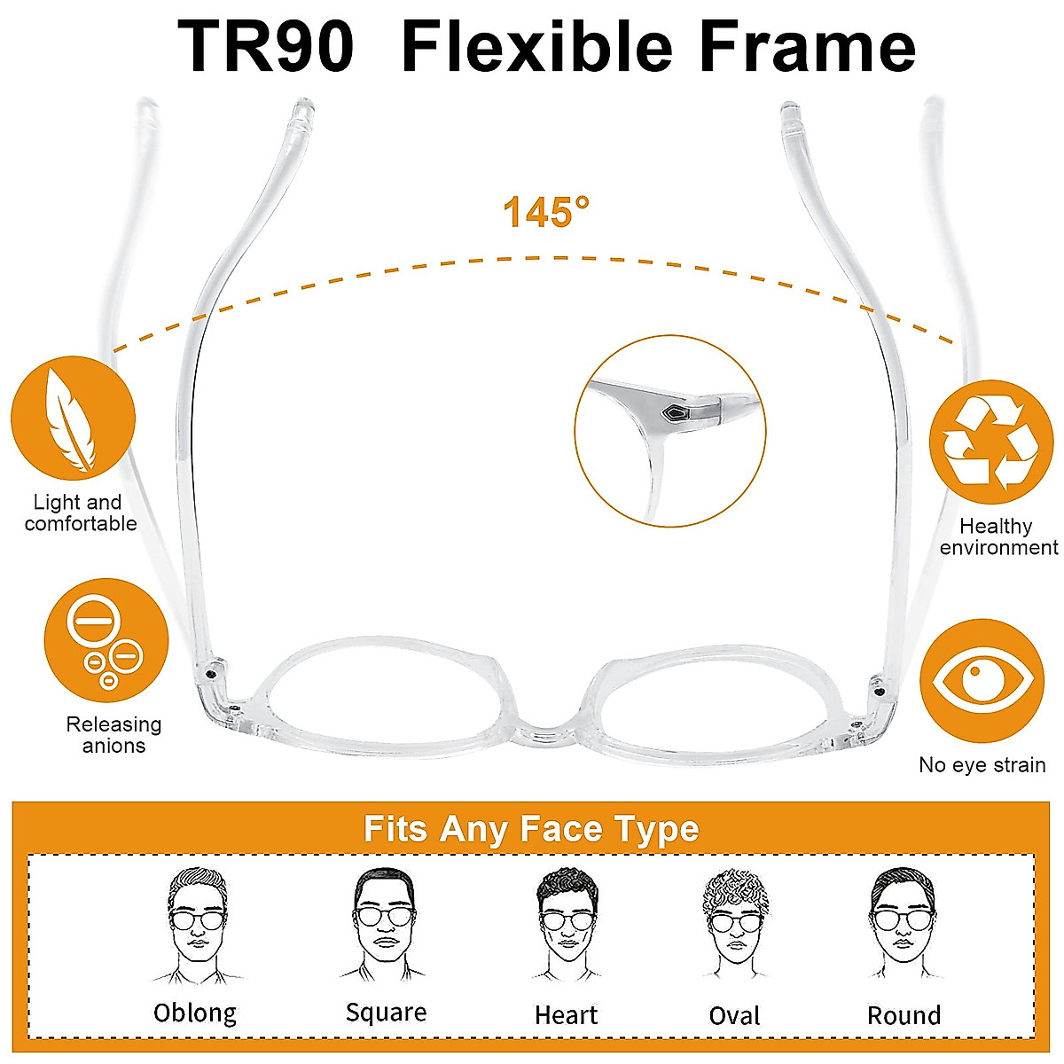 Craebuer Clear Glasses for Women Men, Retro Round Blue light Blocking Reading Eyeglasses with Lightweight Frame, Anti Eyestrain UV Glare Filter Eyewear