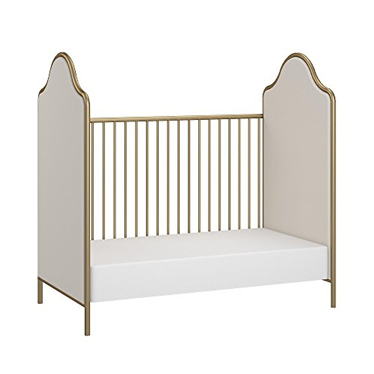Little Seeds Piper Upholstered Metal Crib, Gold