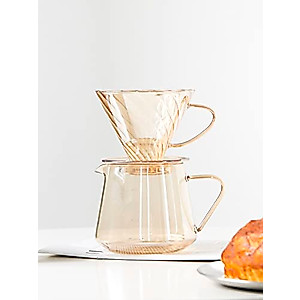 Pour Over Coffee Maker Set with Glass Dripper, 600ml 20oz V60 Coffee Server Pot, 50 Paper Filter and Spoon, Gift Kit for Coffee Lover