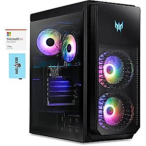 acer Predator Orion 5000 Gaming & Entertainment Desktop PC (Intel i7-12700F 12-Core, 16GB DDR5 4400MHz RAM, 2x2TB PCIe SSD RAID 1 (2TB), Win 11 Home) with MS 365 Personal, Dockztorm Hub