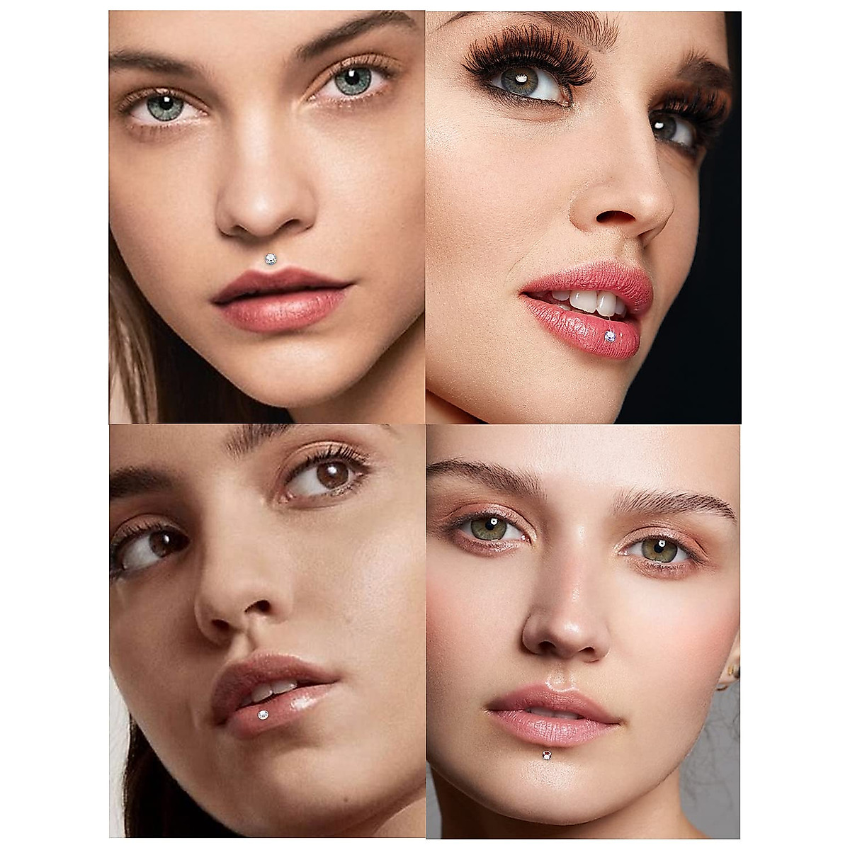 Cisyozi 16G Lip Labret Medusa Ashley Monroe Rings Studs for Women Snake Bite lip Ring 16 Gauge Stainless Surgical Steel Flat Back Tragus Cartilage Helix Conch Earrings Stud Piercing Jewelry Men 10mm