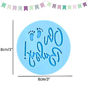 Crethinkaty Baby Shower Fondant Embosser "Oh Baby with Footprint" Shape 3D Design Cookie Stamp for Baking Cookies,Decorating Cake/Sugar Paste/Cupcake