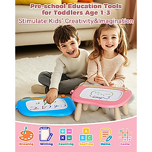 KOKODI Toys Gifts for 1 2 3 Years Old Girl, Sturdy Magnetic Drawing Board Sketch Doodle Pad, Educational Learning Birthday Easter Gifts Basket Stuffers for Kids Toddler - Left Hands Friendly