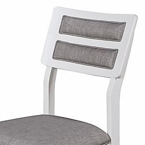 HZSSDTKJ 6-Piece Classic and Traditional Style Dining Set, Wooden Rectangular Table with 4 Upholstered Chairs & a Bench for 6 People for Dining Room Living Room Kitchen (White+Gray-01)