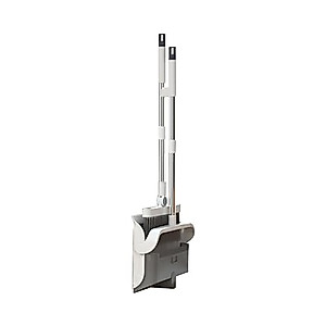 Broom with Dustpan Combo Set Brooms and Dustpan SetDouble-Layer Scraper Foldable Dustpan Non-Stick Hair Dustpan Sweeping Brooms 180-degree Rotatable Vertical Storage Broom Set Dust Pan and Broom Set