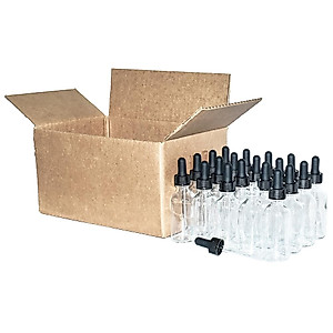 (24 Pack) 2 oz. Clear Boston Round with Black Glass Dropper