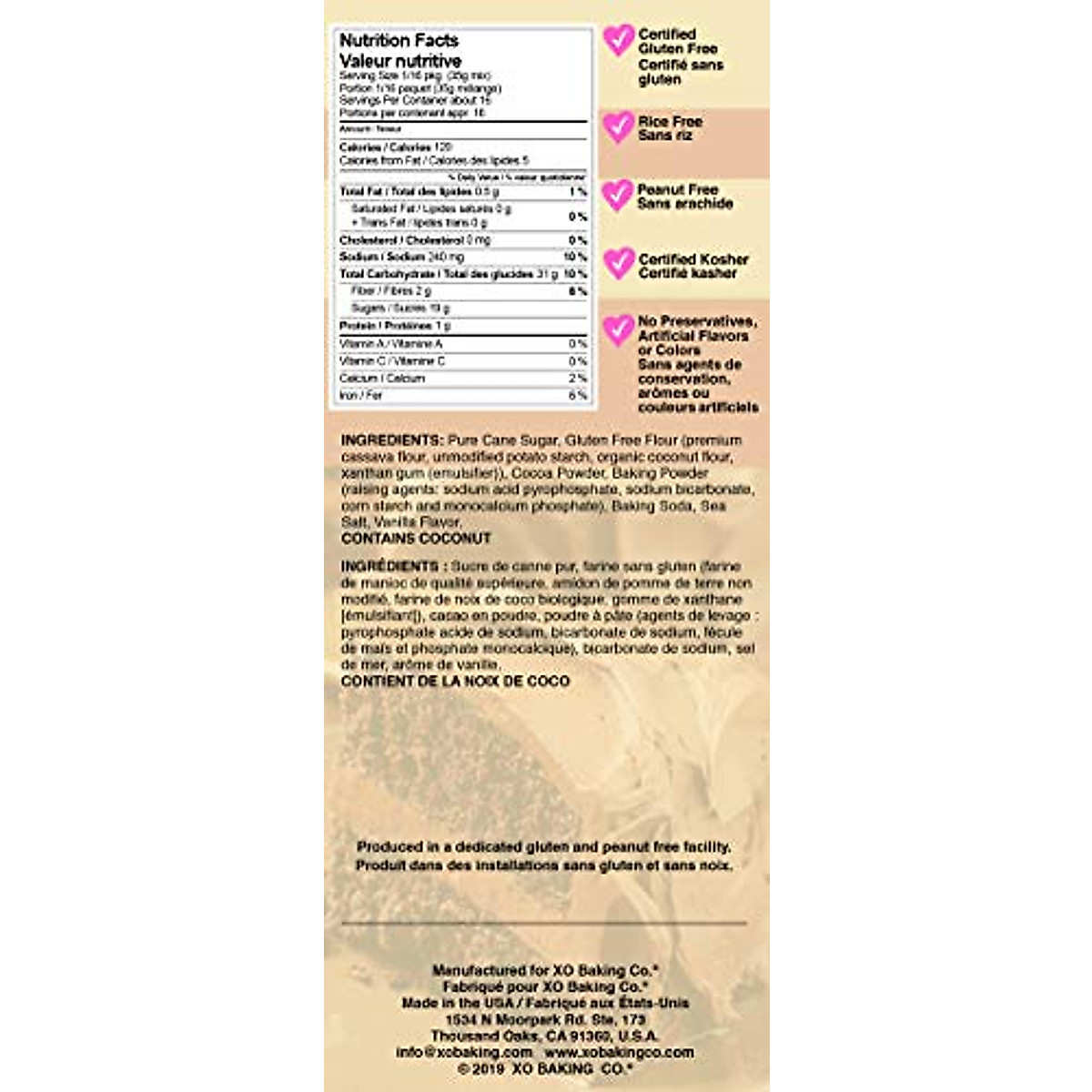 XO Baking Co. Chocolate Cake Mix - Flavorful Non-GMO Certified Chocolate Cake Baking Mix - No Preservatives or Artificial Flavors (1 Pack)