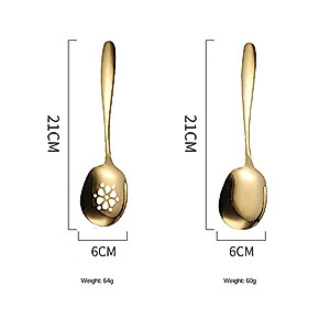 Serving Spoons,ToppingBest Slotted Spoon 304 Stainless Steel for Buffet Party Restaurant Banquet Metal Comically Large Spoon,Serving Utensils Dishwasher Safe (Golden)