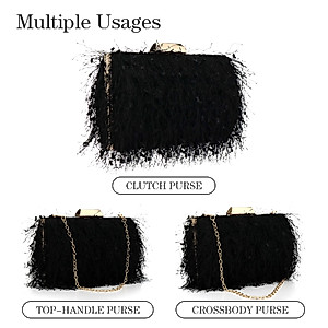 Clutch Purse for Women Cute Handbags Top Handle Evening Bag Crossbody Bag Shoulder Bag for Wedding Party Prom Banquet (Black) One Size