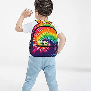 YSBKN Kid's Mini Backpack 12 inch Colorful Rainbow Tie Dye Backpack Schoolbag Preschool Kindergarten Children Bag Nursery Travel Bag for Toddler Boys Girls Age 3-7