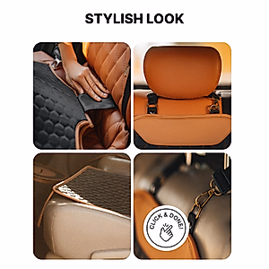 Owleys Premium Leather Car Seat Protector for Child Car Seat Cover from Dirt Scratches - Infant Car Seat Protector for Back Seat/Front Booster Seat Protector Under Baby Car Seat Waterproof 1pc Hexy