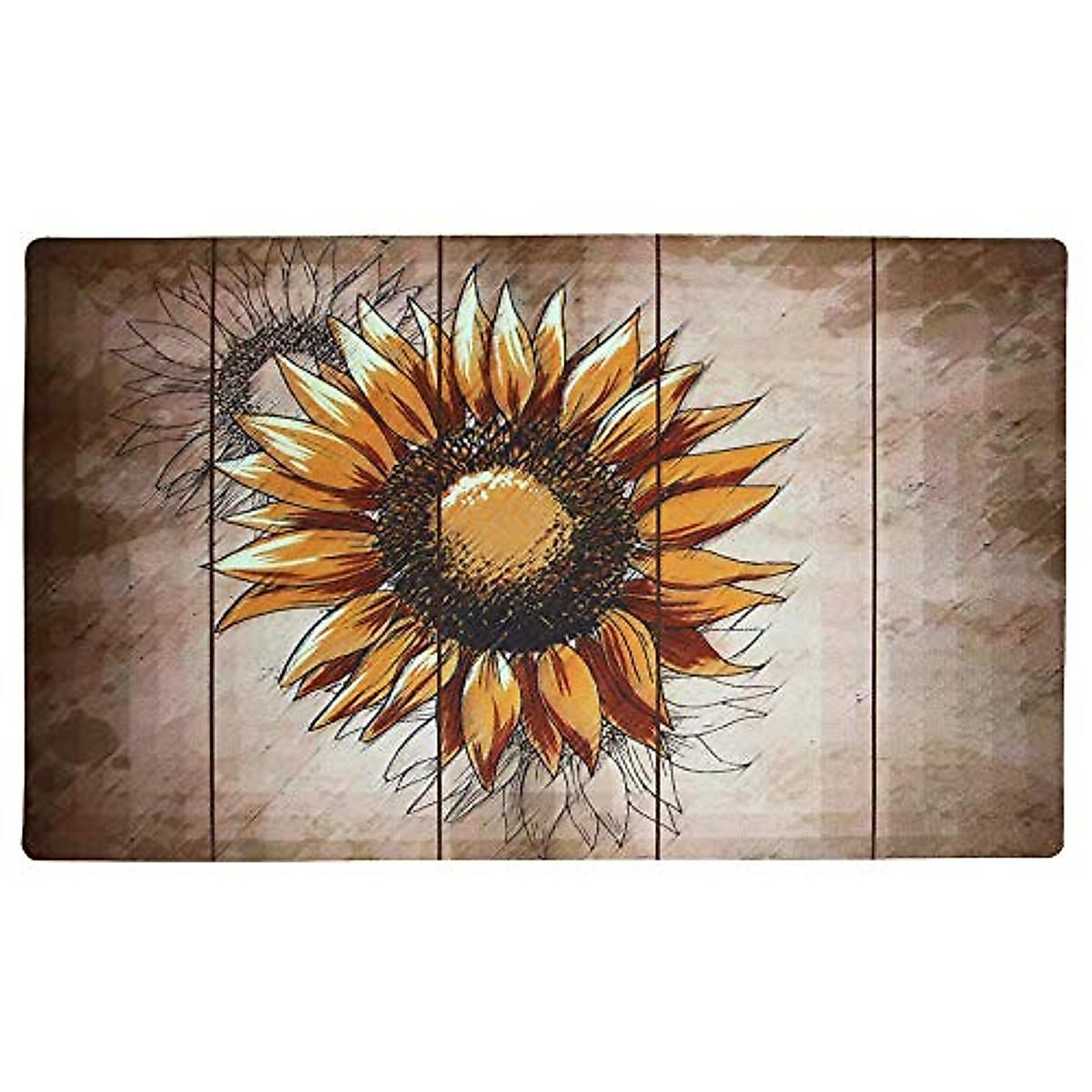 Welcome Doormat, Entrance Mat Floor Mat Rug for Indoor Outdoor Front Door with Non-Slip Rubber Backing, Printing Door Mat with Sunflower Pattern, 17''WX29''L (Sunflower-3)