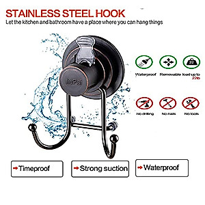 JiePai Vacuum Suction Cup Hooks Bath Towel Holder Wall Towel Rack，Suction Soap Dish ，Oil Rubbed Bronze