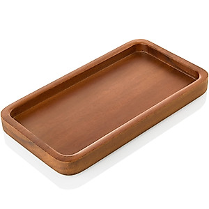 ALELION 6" Small Bathroom Vanity Tray for Counter - Acacia Wood Dish Soap Dispenser Tray for Kitchen - Rustic Decorative Tray for Dresser Tops Perfume Jewelry - Farmhouse Kitchen Decor Accessories