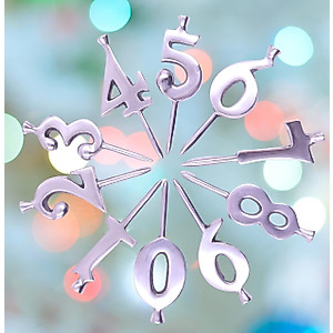 The Metal Magician Aluminum Birthday Candles, Silver Birthday Candles, 10 Birthday Candle Pack of 2, Birthday Candles for Cake, Sparkler Candles for Birthday Cake, Birthdate Candle Set of 2