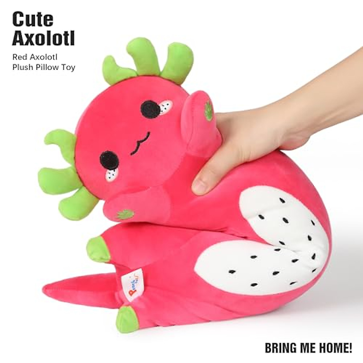 PEACH CAT Long Dragon Fruit Axolotl Stuffed Animal Kawaii Pitaya Axolotl Plush Pillow Toy for Girls and Boys 19.6"