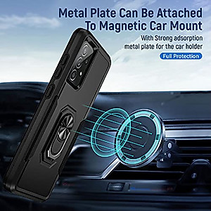 Samsung A53 5G Case, Galaxy A53 5G Case with [Tempered Glass Screen Protector Include] Circlemalls Military Grade 12 ft Drop Test Protection Shockproof with Ring Holder Kickstand Phone Cover- Black