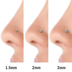18G 3mm STAR CLEAR CZ GEM PRONG SET L BEND IT FIT SURGICAL STEEL NOSE RING STUD Style 88888-804