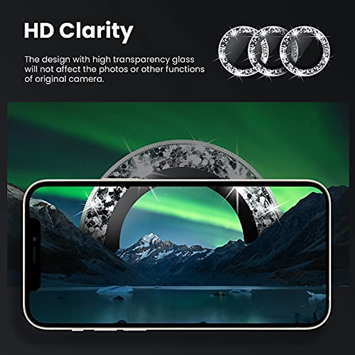 Tensea for iPhone 13 mini/iPhone 13 Camera Lens Protector, 9H Tempered Glass Camera Cover Screen Protector Metal Individual Ring for iPhone 13mini 5.4 inch / iPhone13 6.1 inch 2021