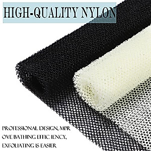 African Exfoliating Net,JASSINS African Sponge Net,Body Exfoliating Long Net Shower Body Scrubber Back Scrubber Skin Smoother (Black + Beige)