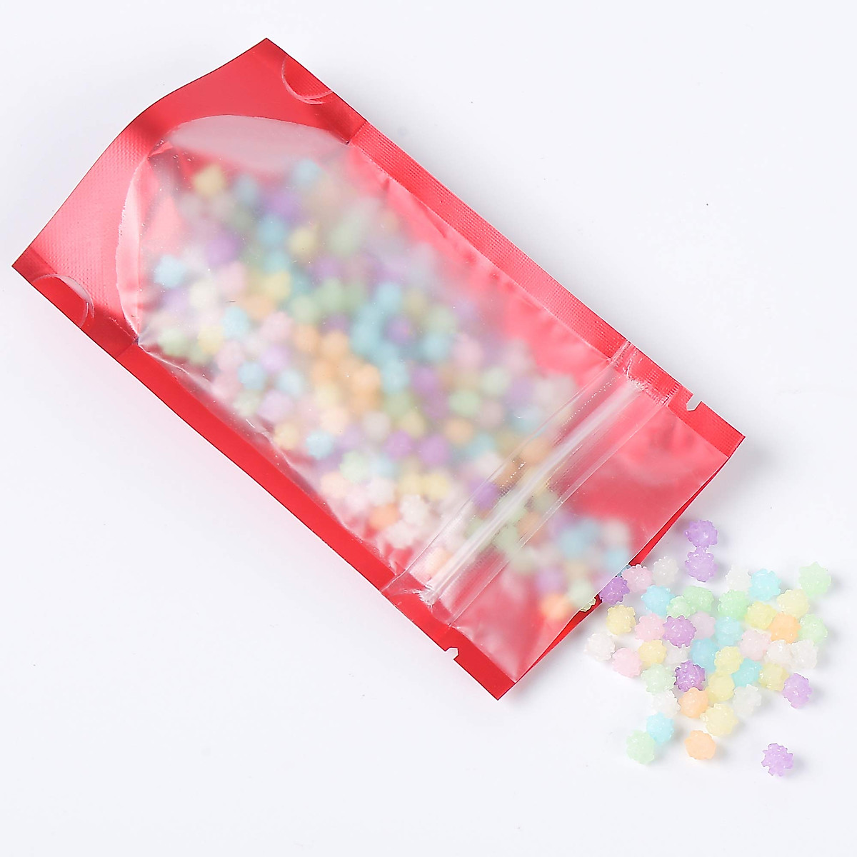 QQ Studio Pack of 100 Translucent Front Matte Red Poly Plastic Resealable Bags (1.7oz (4" x 6"), Red Stand-Up Pouch)