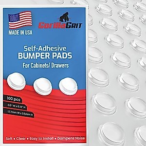 Pack of 100 Cabinet Door Bumpers - 1/2” Diameter Clear Adhesive Pads for Drawers, Glass Tops, Cutting Boards, Picture Frames, Small Furniture