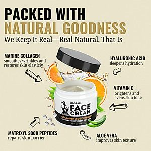 Face Cream For Men | Natural Anti Aging Collagen Cream | Men's Face Moisturizer With Vitamin C | Organic Wrinkle Defense | Hydrating Mens Skin Care | 2oz