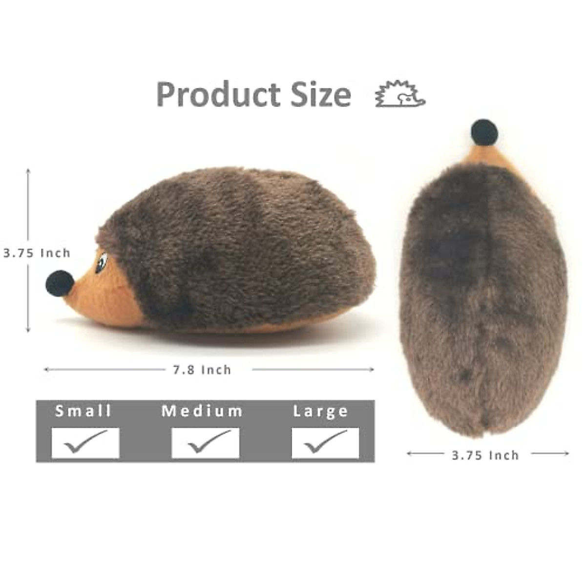 SUNKYPUP Hedgehogz Squeaky Dog Toy, Stuffed Plush Dog Toys for Small Medium Dogs (8 Inch (1 Pack))