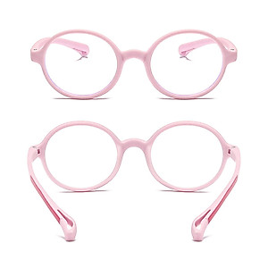 UBUJI Kids Blue Light Blocking Glasses - Anti Bluelight Glasses for Kids Age 3-12, Non Prescription Blue Light Gaming Glasses for Kids Girls Boys - Pink
