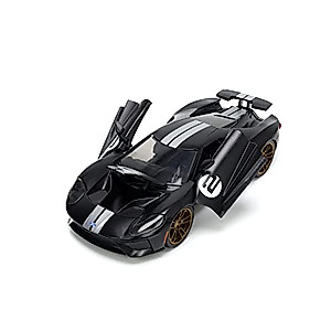 Jada Toys Big Time Muscle 1:24 2017 Ford GT Die-cast Car Black/White Stripes, Toys for Kids and Adults