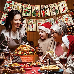 Vintage Christmas Decorations Christmas Party Banner - Christmas Decor Retro Xmas Banner Santa Claus Candy Cane Garland Indoor Outdoor,Christmas Party Favors/Sign/Photo Prop