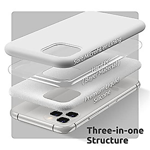 SURPHY Silicone Case Compatible with iPhone 11 Pro Case, Liquid Silicone Full Body Thickening Design Phone Case (with Microfiber Lining) for iPhone 11 Pro 5.8 inch (White)