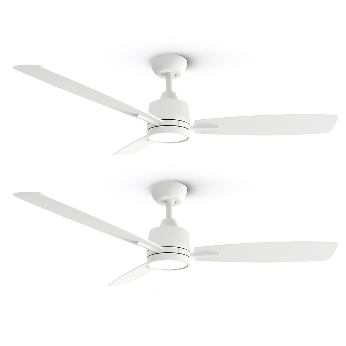 TALOYA 2 Pack 52 inch Ceiling Fans with Lights,Quiet Ceiling Fan with Reversible DC Motor and Remote for Home, White/Oak Finish