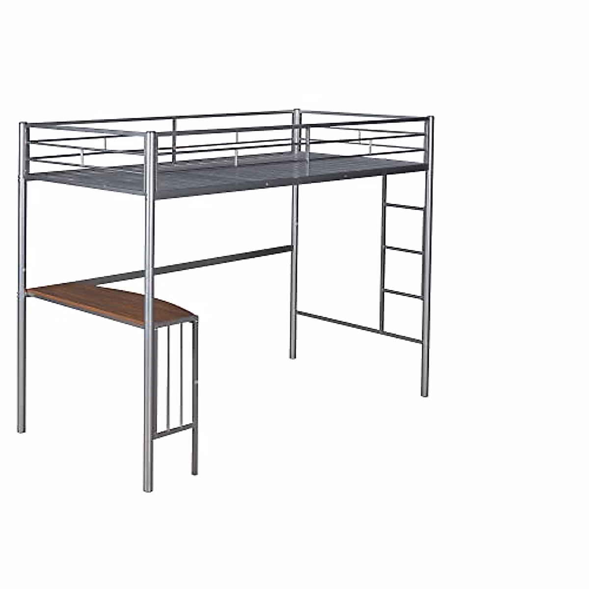 Tidyard Twin Over Full Metal Bunk Bed with Desk, Ladder and Quality Slats for Bedroom, Metallic Silver for Bedroom Dorm Guest Room Home Furniture