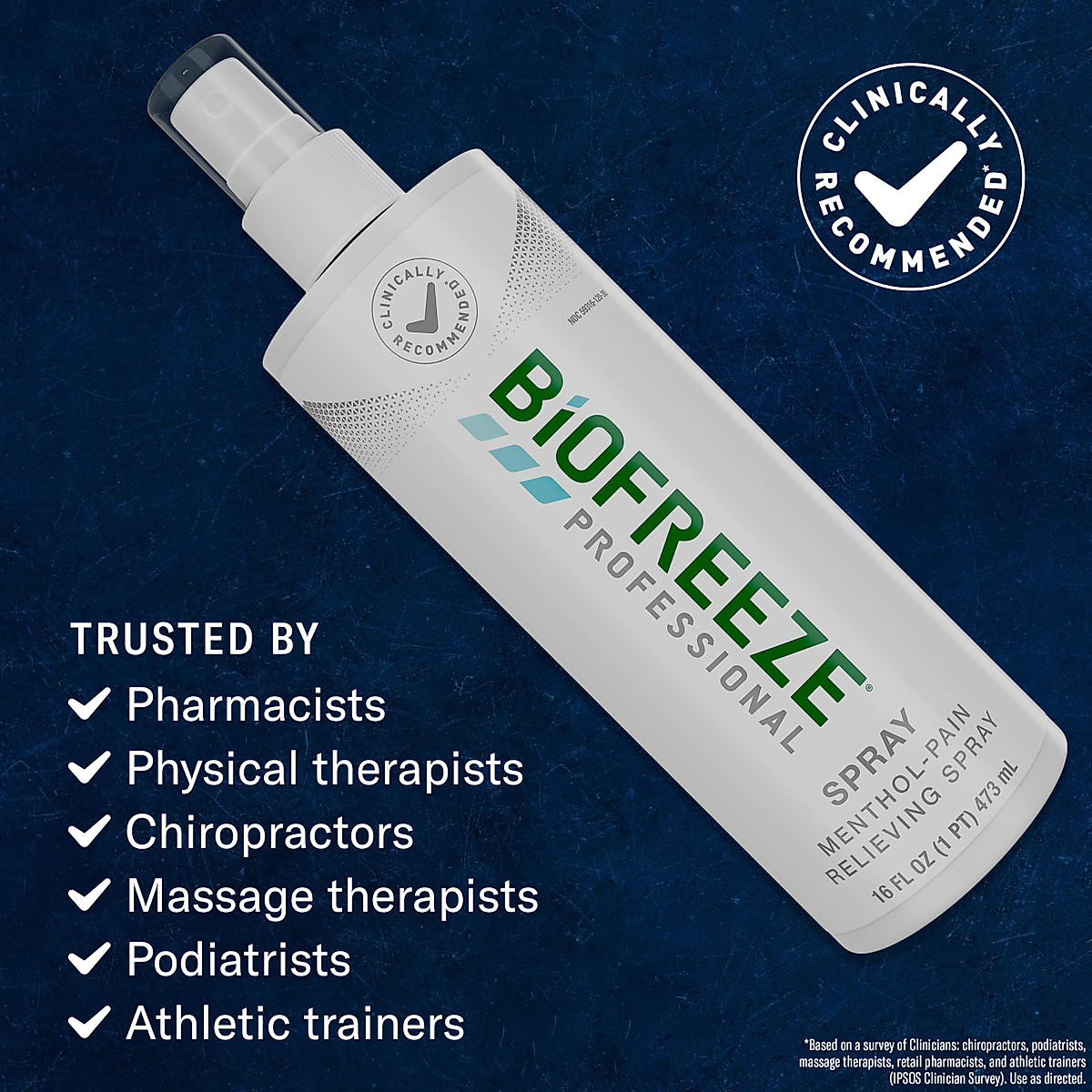Biofreeze Professional Spray Menthol 16 FL OZ Colorless Pain Relieving Spray For Pain Relief Of Sore Muscles, Arthritis, Backache, And Joint Pain (Packaging May Vary)