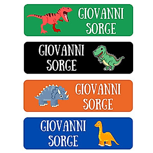 128 Custom Waterproof Dishwasher Safe Kid Name Labels for Daycare, School Supply, Baby Bottles, Lunch Boxes and Cups, Travel. Cute Personalized Design Name Stickers (Pattern 3)