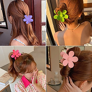 6 PCS Big Non-Slip Matte Flower Barrettes and Jaw Clips for Women and Girls - Plastic Hair Accessories for Thick Hair (6 Colors C)