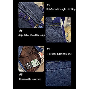 ZEHO Denim Backpack Jeans Backpacks Student Backpack High School Bookbags Retro Daypack, Dark Jean Blue One Size