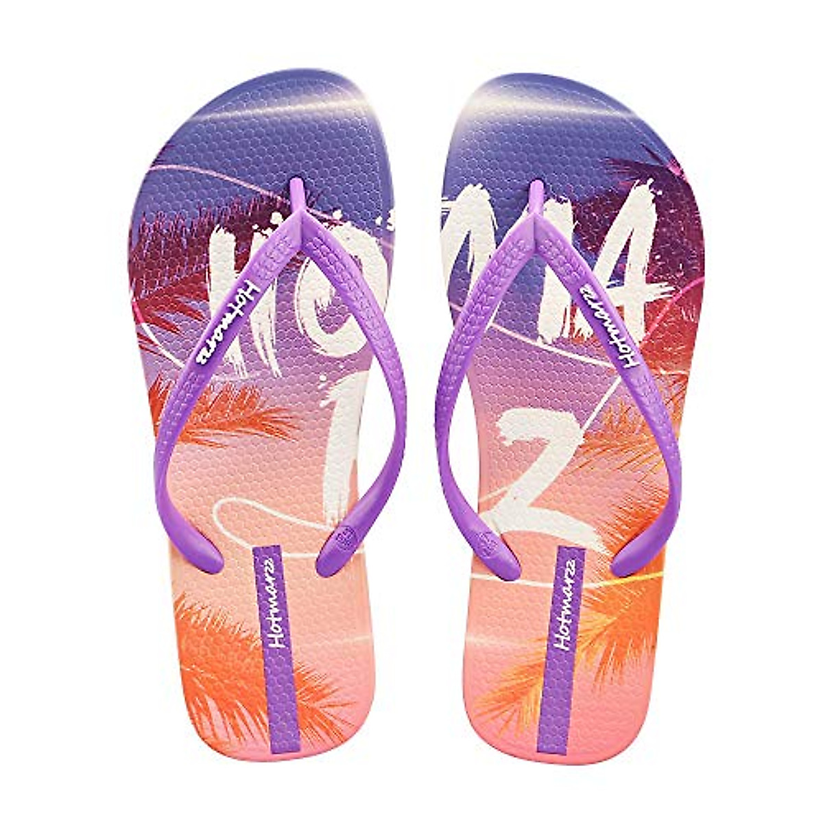 Hotmarzz Women's Summer Beach Colorful Slippers Tongs Sandals Flat Slides Size 5, Sunshine Beach Purple