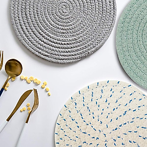 4 Pcs Cotton Thread Weave Hot Pot Holders, AIFUDA Multi-use Hot Mats Non-Slip Stylish Coasters Insulation Hot Pads Trivet for Cooking and Baking