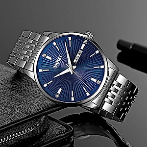 Diamond Watches for Men, Men Male Golden Big Face Business Dress Watch Waterproof LuminousLuxury Casual Quartz Analog Watches with Day Date Calendar and Stainless Steel Band