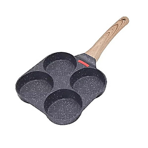 Generic Juvenixs Egg Frying Pan, 4-Cup Egg Pan Nonstick, Fried Egg Pan Skillet for Breakfast, Pancake, Hamburger, Sandwiches, Suitable for Gas Stove & Induction Cookware, Regular, Black