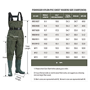 FISHINGSIR Fishing Waders for Men with Boots Womens Chest Waders Waterproof for Hunting with Boot Hanger