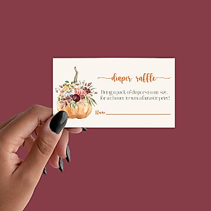 Our Little Pumpkin Diaper Raffle Tickets - 25 Pack - Gender Neutral Baby Shower Game for Prizes - Diaper Raffle Invitation Insert Cards