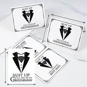 32 Pieces Groomsmen Proposal Box Set of 8 Groomsmen Box 8x8x4 inch With 8 Will You Be My Groomsman Labels and 8 Cards 8 Bartender Wooden Bottle Opener Beer Wine Cap Opener（7 Groomsmen, 1 Best Men ）