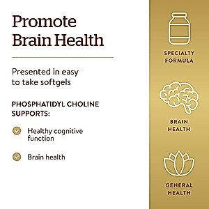 Solgar Phosphatidylcholine, 100 Softgels - Promote Healthy Cognitive Function - Derived From Lecithin - Contains Choline for Neurotransmitter Acetylcholine - Gluten Free, Dairy Free - 50 Servings