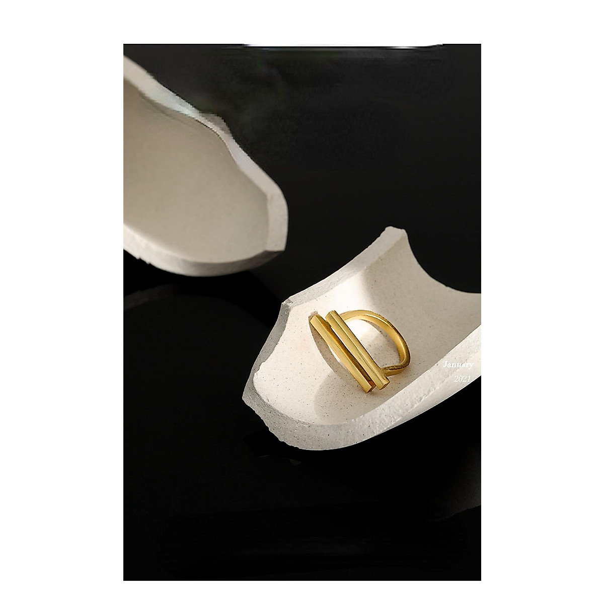 925 Sterling Silver Open Ring, Geometric Double Bar Women'S Jewelry Gold