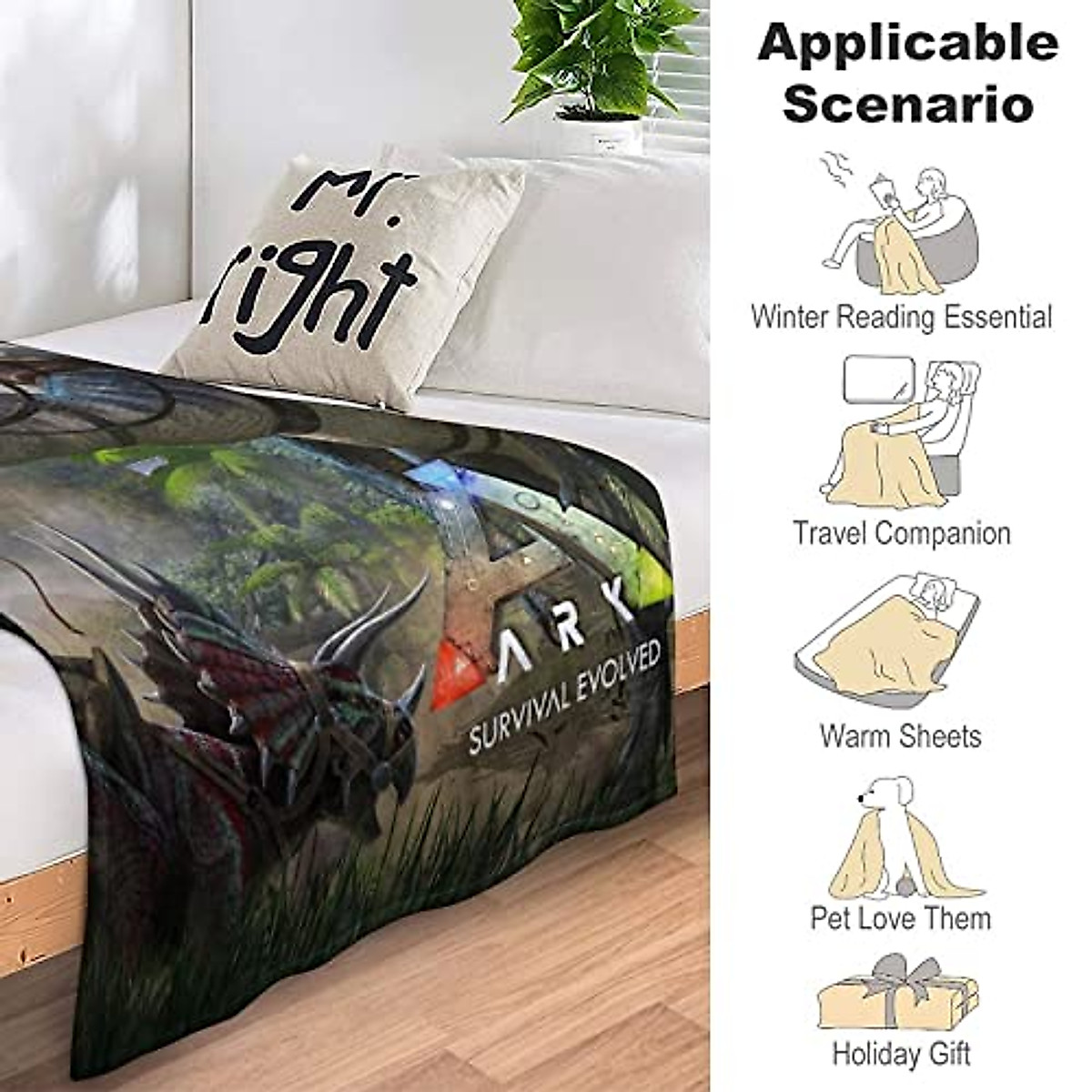 ARK Survival Evolved Anime Soft Throw Blanket Warm Air Conditioner Towel Blankets Cute Home Decor for Bed Sofa 50"x60"