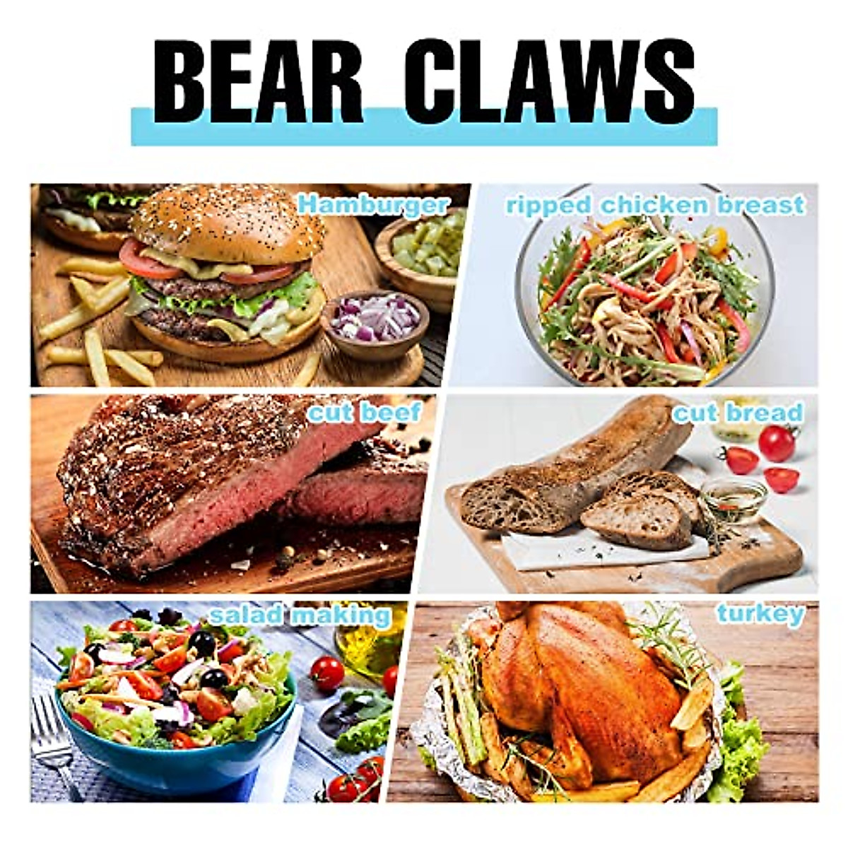 2 Pack Meat Claws for Shredding, Stocking Stuffers, Meat Shredder Tool Bear Claws Chicken Shredder Smoker Grill Accessories for Turkey, Christmas Stocking Stuffers Bbq Gifts for Men